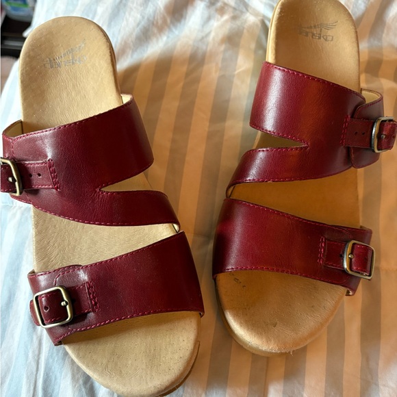 Dansko | Shoes | Red Leather Buckle Sandals By Dansko | Poshmark